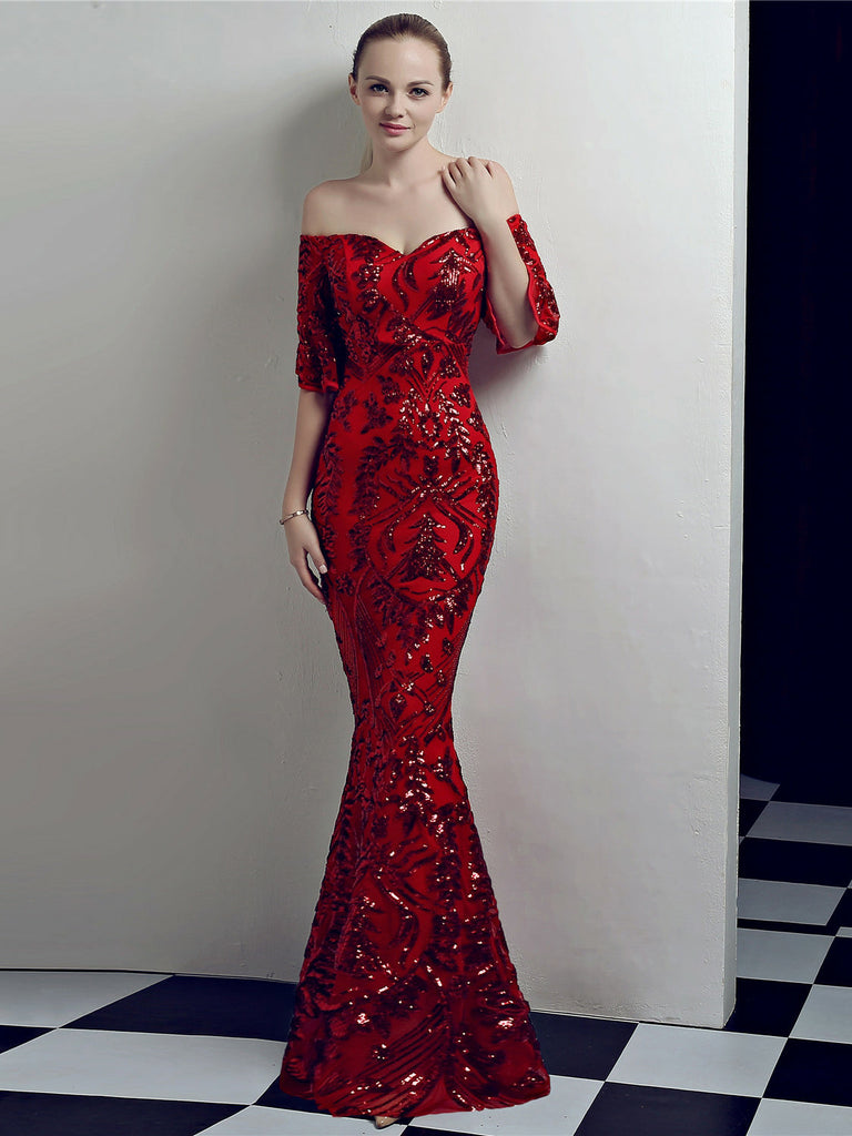 Court style long slim party evening dress – MagChic